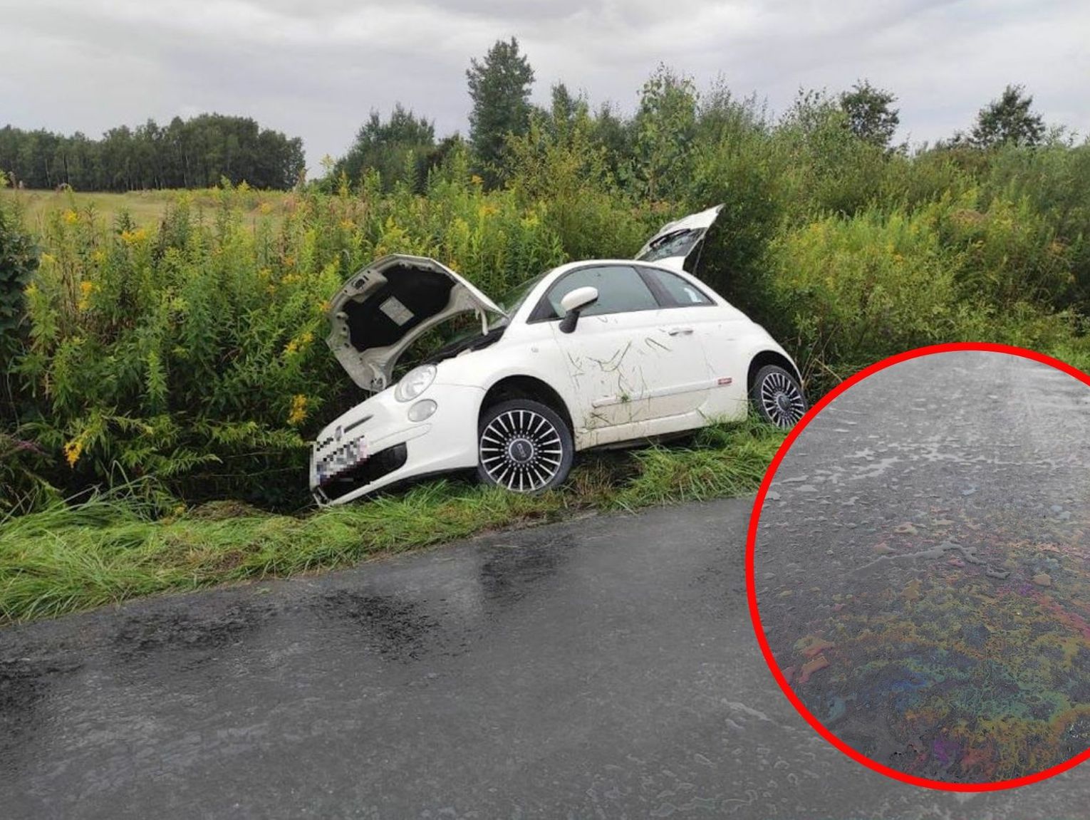 [UWAGA ] Samochód wypadł z drogi